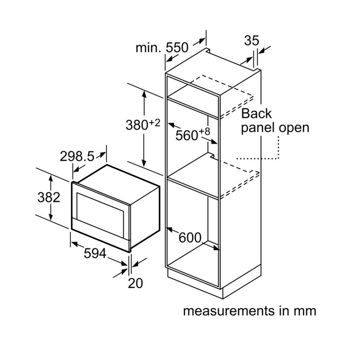 microwave sizes cm
